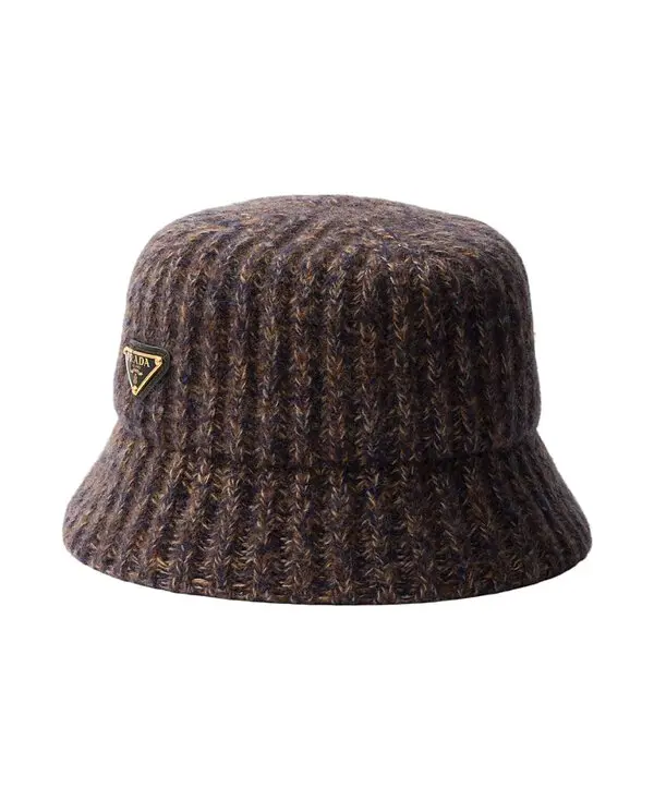 Prada Mélange Knit Bucket Hat - Blue