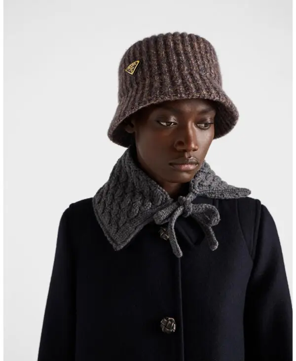 Prada Mélange Knit Bucket Hat - Blue