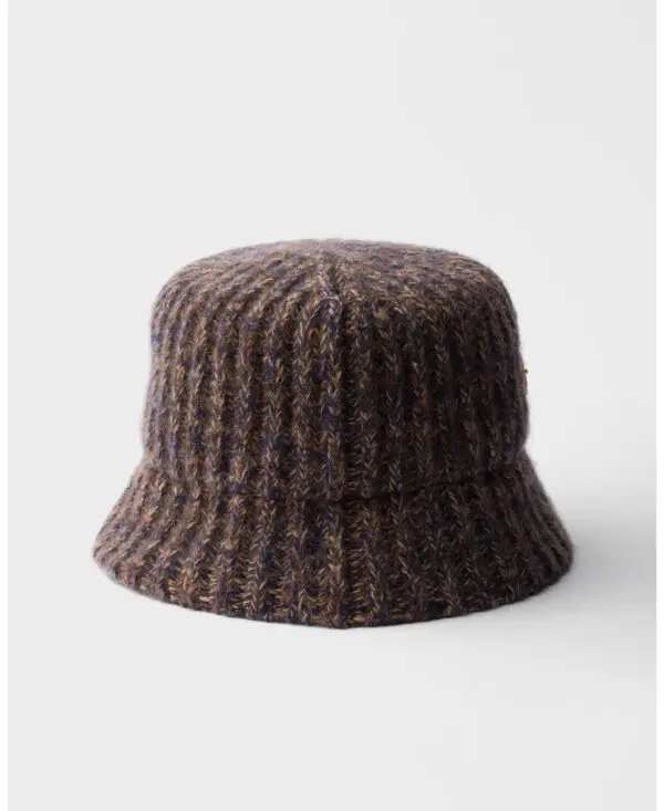 Prada Mélange Knit Bucket Hat - Blue