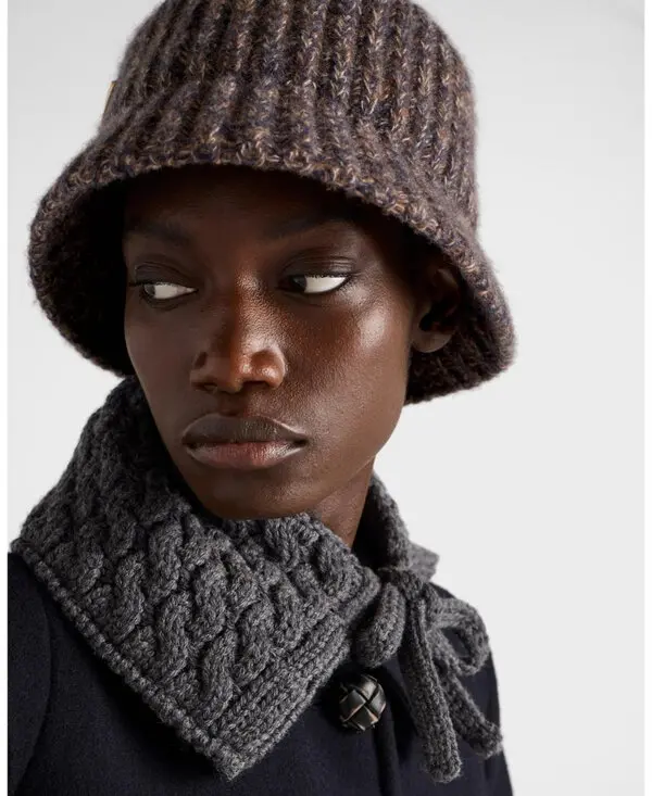 Prada Mélange Knit Bucket Hat - Blue