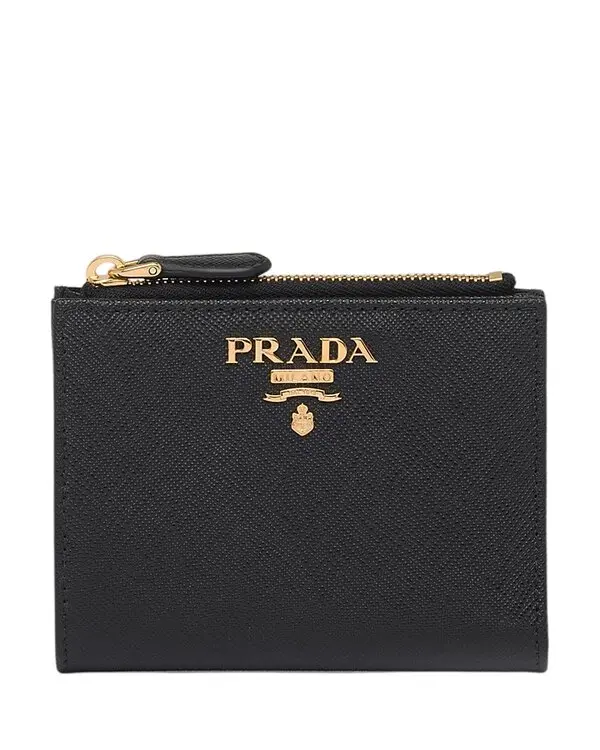 Prada Small Saffiano Leather Wallet - Black/pink
