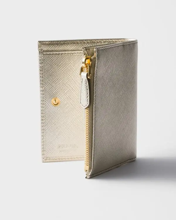 Prada Small Saffiano Leather Wallet - Gold/silver
