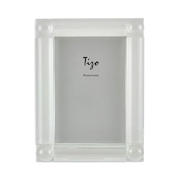 TIZO Crystal Glass Frame With Four Corner Balls, 4 X 6 - White