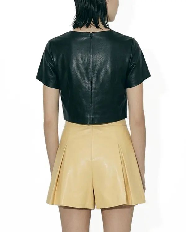 AS By DF Beck Upcycled Leather Tee - Black
