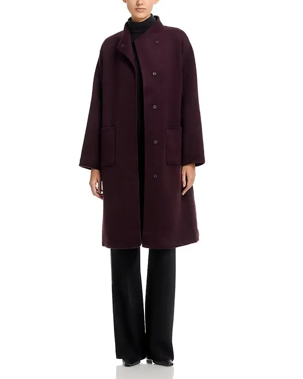 Eileen Fisher High Collar Wool Coat