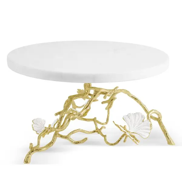 Michael Aram Butterfly Gingko Gold Tone Cake Stand