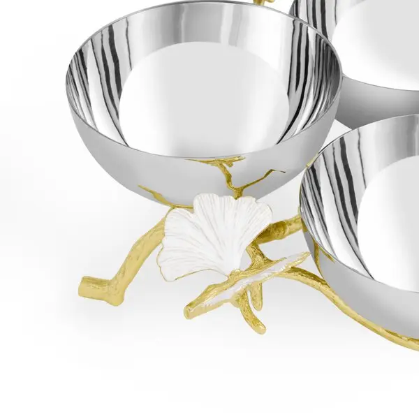 Michael Aram Butterfly Gingko Gold Tone Triple Bowl