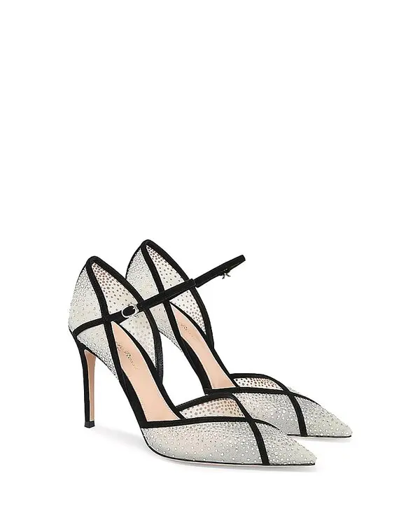 GIANVITO ROSSI Confetti D'orsay Pumps - Black Suede And Fabric