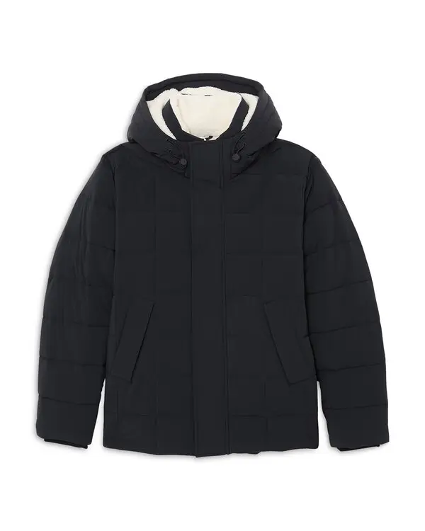 REISS Long Sleeve Borg Lined Quilted Puffer Jacket - Navy