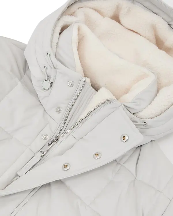 REISS Long Sleeve Borg Lined Quilted Puffer Jacket