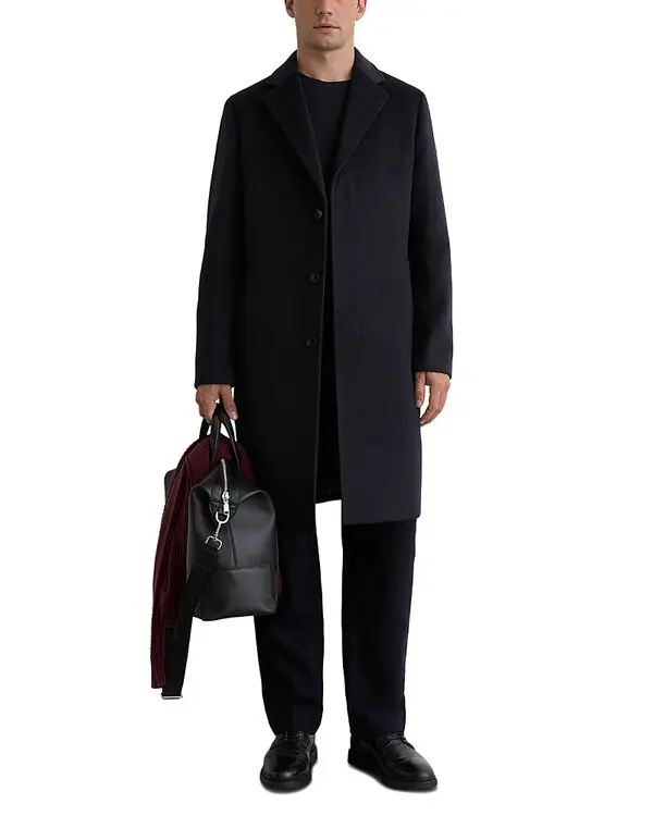 REISS Empire Relaxed Fit Wool-blend Overcoat - Navy