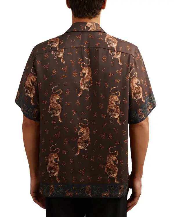 REISS Empire Short Sleeve Printed Cuban Shirt