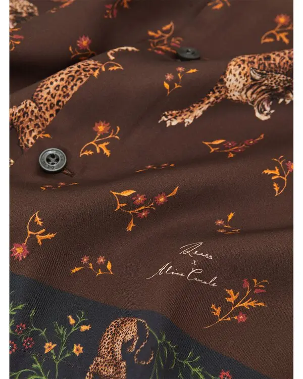 REISS Empire Short Sleeve Printed Cuban Shirt