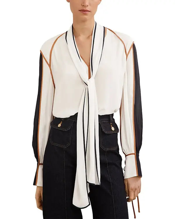 REISS Lulu Tipped Blouse