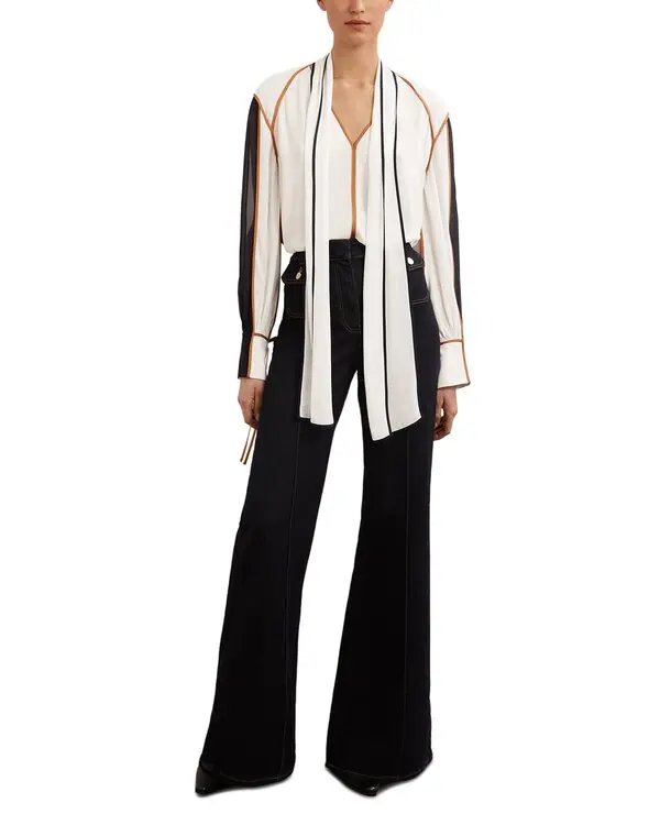 REISS Lulu Tipped Blouse