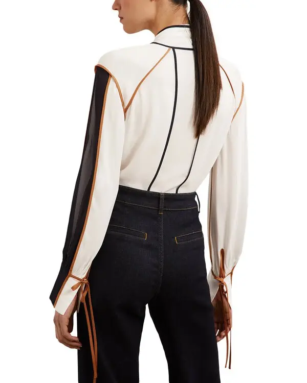 REISS Lulu Tipped Blouse