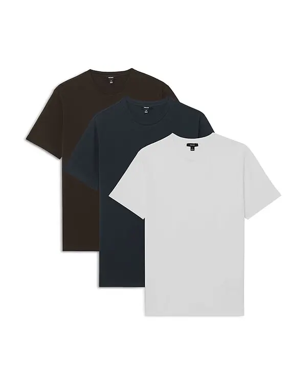 REISS Bless Crewneck Tee, Pack Of 3 - White/navy/coco Brown