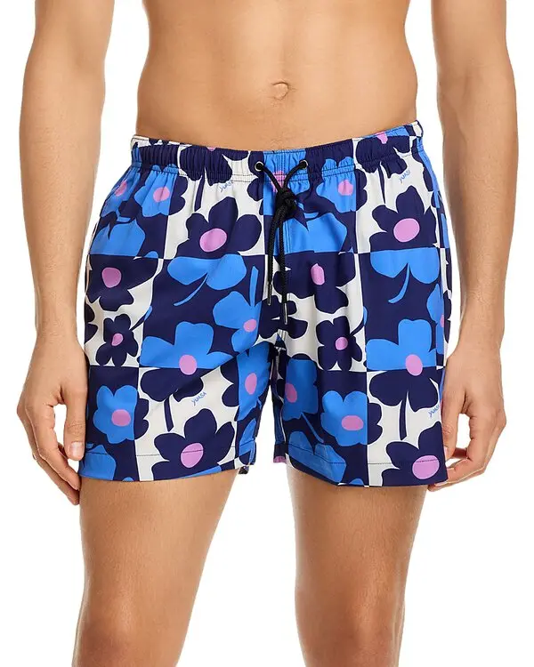 YUASA MENSWEAR Floral Printed Swim Shorts - Blue