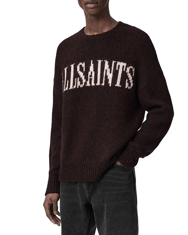 ALLSAINTS Stokes Oversized Fit Logo Sweater - Brown/ecru