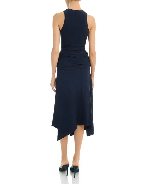 Victoria Beckham Twist Detail Midi Skirt - Navy