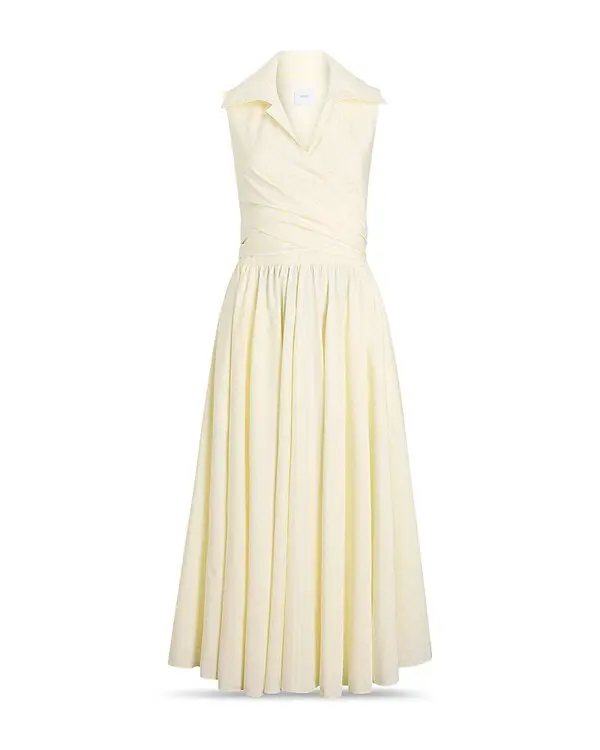 PATOU Striped Draped Midi Dress - Limone