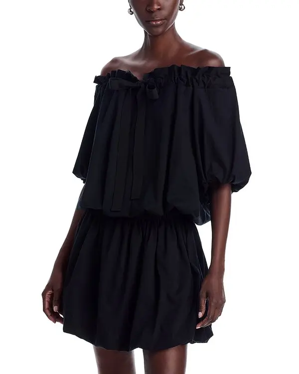 PATOU Off-the-shoulder Mini Dress With Bow Detail - Black