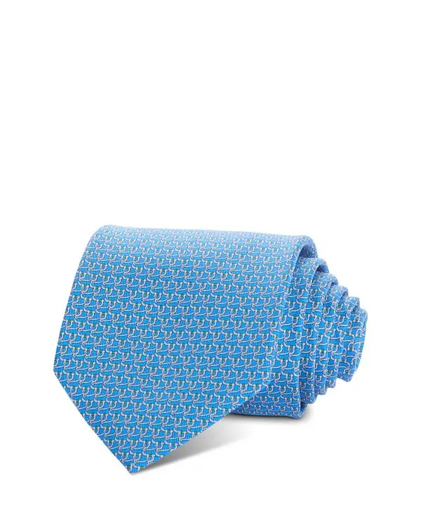 FERRAGAMO Silk Gancini Link Neck Tie - F.azzurro