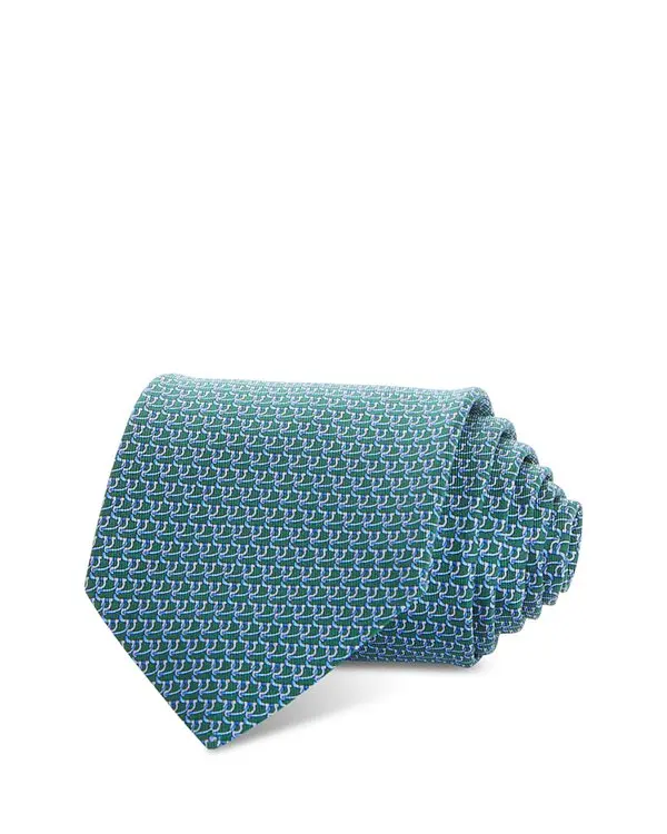 FERRAGAMO Silk Classic Gancini Link Tie - F.verde