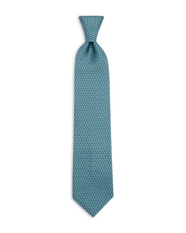 FERRAGAMO Silk Gancini Link Neck Tie - F.verde
