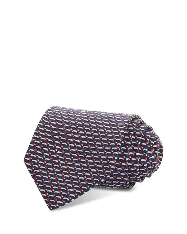 FERRAGAMO Silk Printed Neck Tie - F.navy