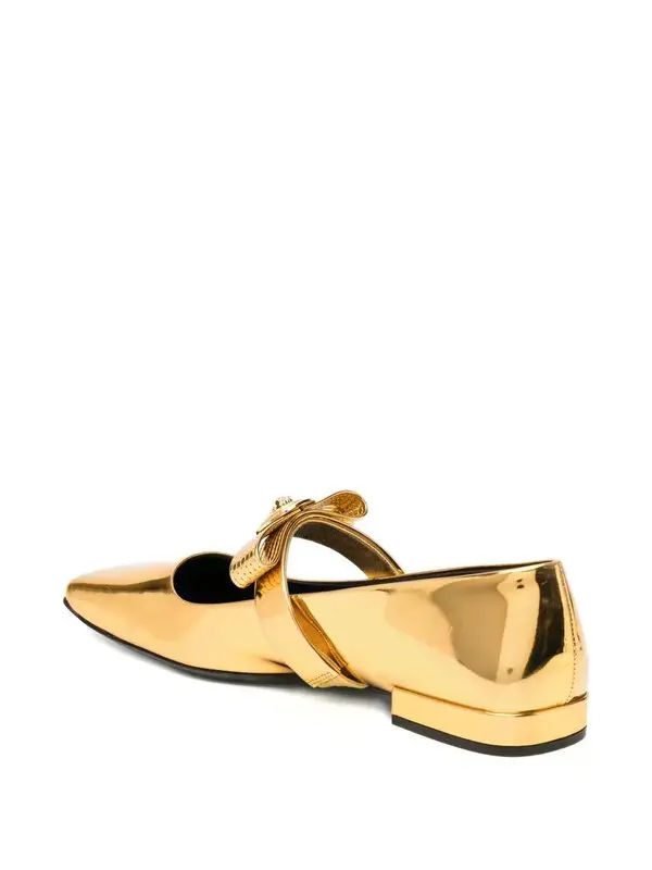 Versace Leather Ballerinas - Gold