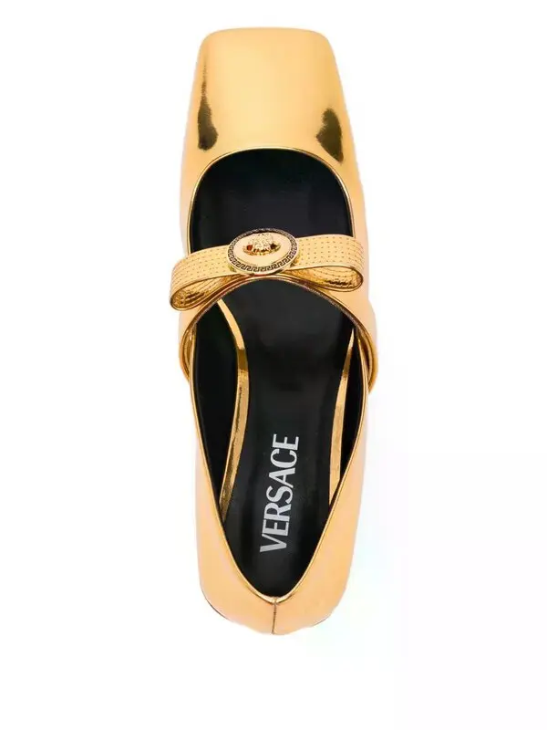Versace Leather Ballerinas - Gold