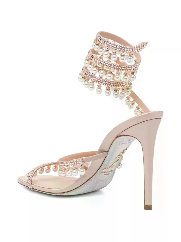 Rene Caovilla 110mm Crystal-embellished Heeled Sandals - Pink