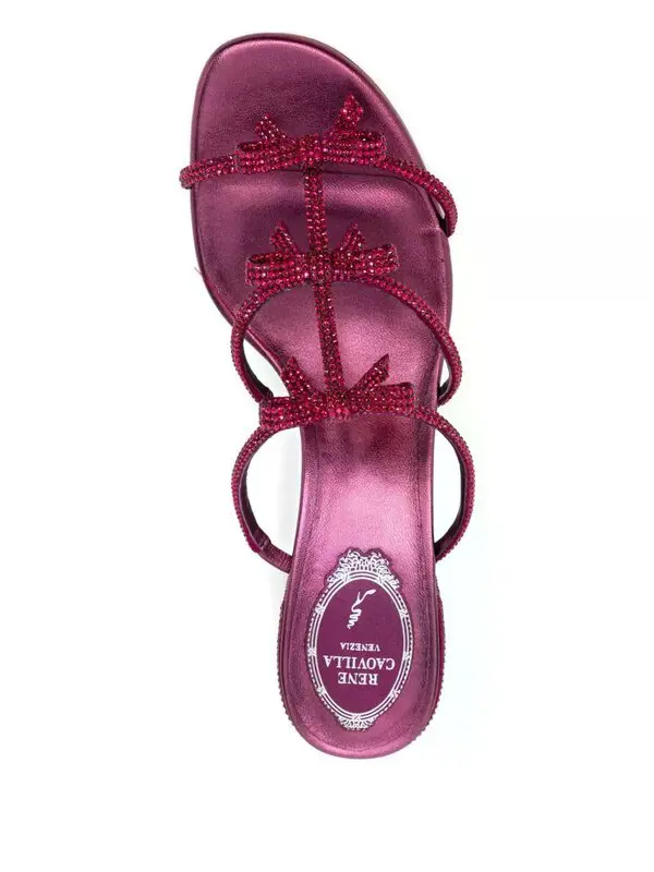 Rene Caovilla 40mm Crystal-embellished Ribbon Heeled Sandals - Purple