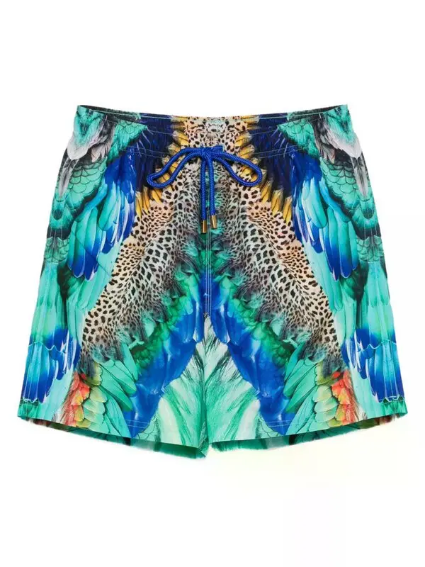 Camilla Graphic-print Swim Shorts - Blue