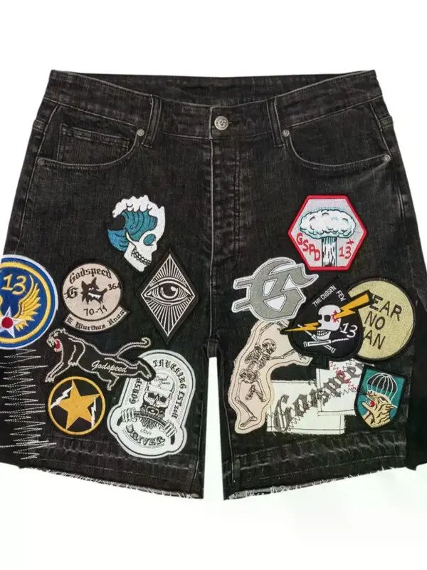 GODSPEED Patchwork Denim Shorts - Black