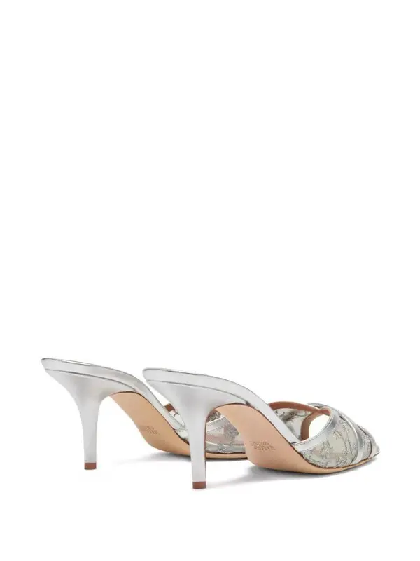 MALONE SOULIERS Perla Flower-embroidered Heeled Sandals - White