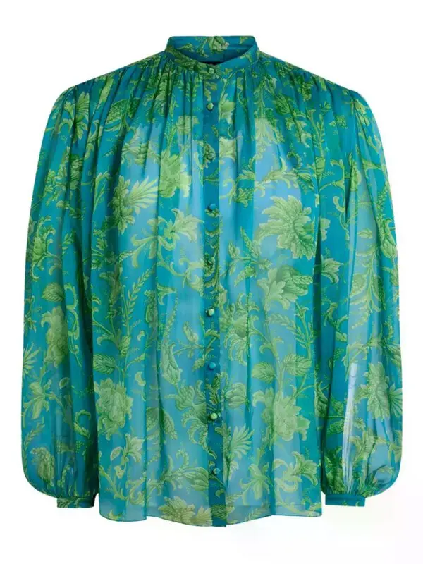 Etro Gathering Floral Top - Blue
