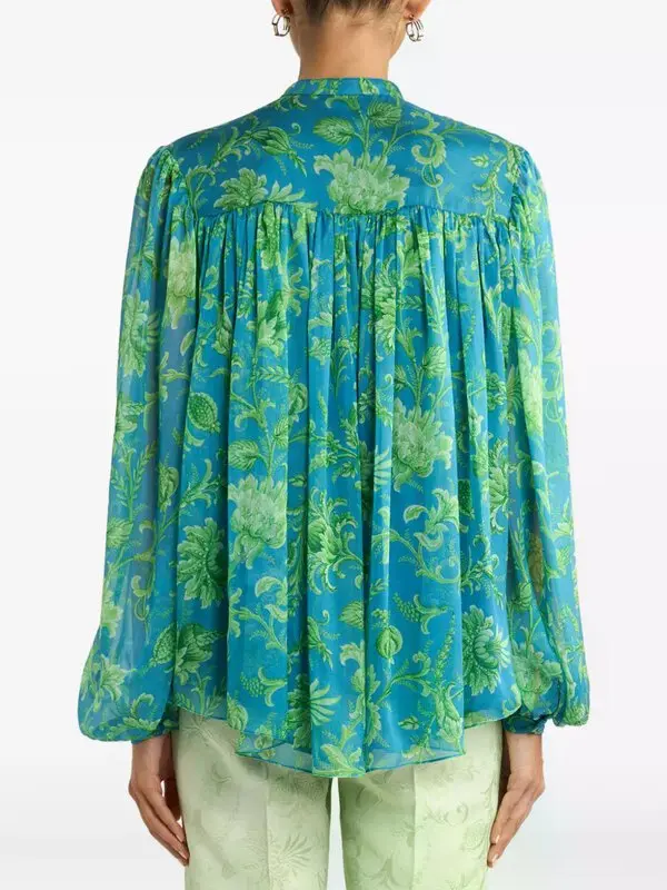 Etro Gathering Floral Top - Blue