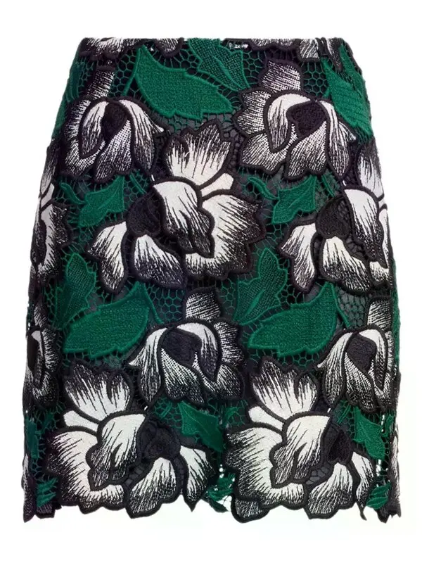 Elie Saab Floral Macramé Mini Skirt - Black