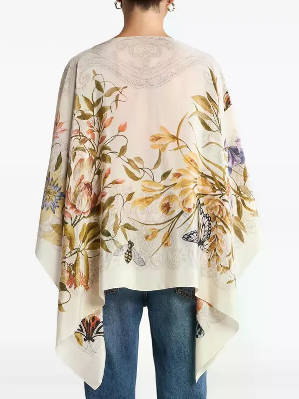 Etro Floral Print Silk Poncho Top