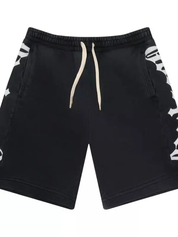 GODSPEED Courtside Pattern Track Shorts - Black