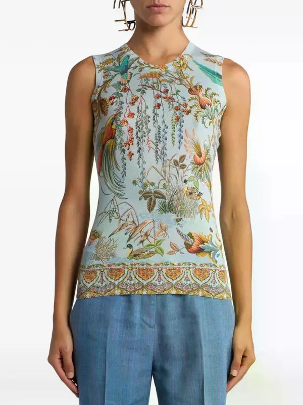 Etro Flora Fauna Motif Tank Top