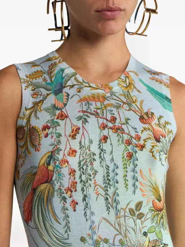 Etro Flora Fauna Motif Tank Top