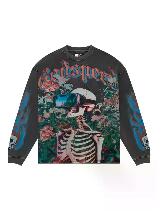 GODSPEED Vision Flowers Long-sleeve Thermal Sweater - Grey