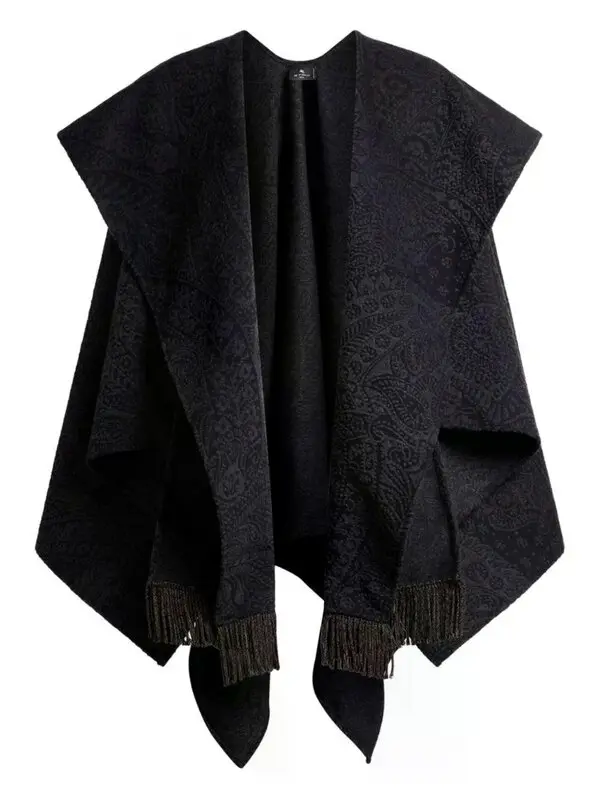 Etro Jacquard Paisley Cape - Black