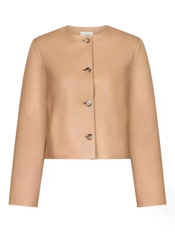 Loulou De Saison Leather Cropped Jacket - Neutrals