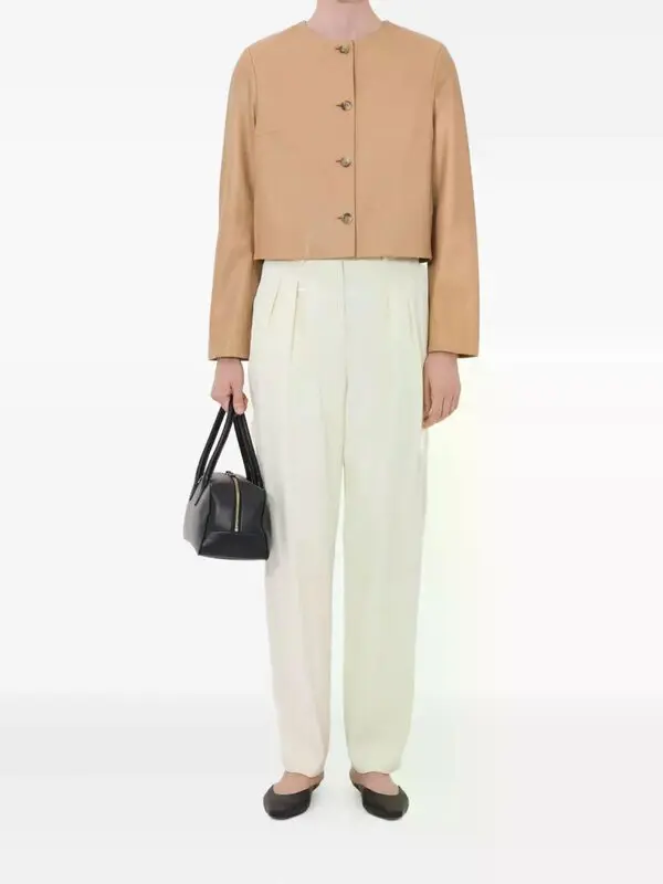 Loulou De Saison Leather Cropped Jacket - Neutrals