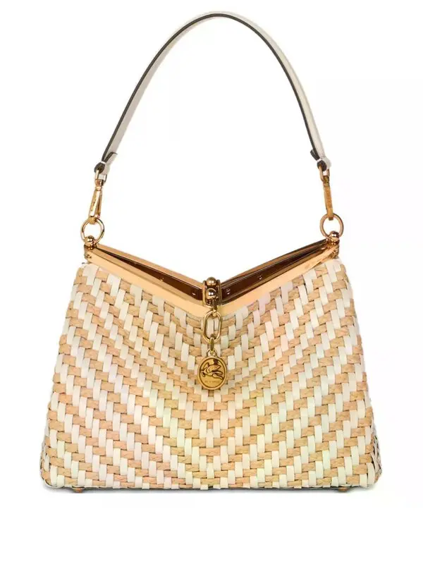 Etro Vela Woven Leather Shoulder Bag - Neutrals