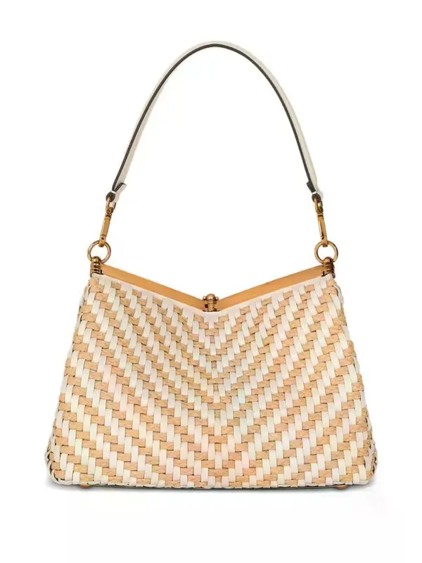 Etro Vela Woven Leather Shoulder Bag - Neutrals